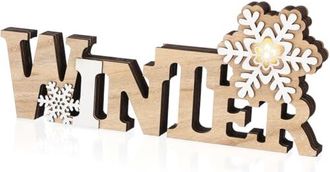 BESPORTBLE Lettrage de No&euml;l en bois - &Eacute;clairage dhiver - Flocon de neige - D&eacute;coration de table - Objet de veilleuse - D&eacute;coration de No&euml;l pour chambre denfant - d