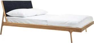 Studio Copenhagen home24 Bett Typ B 160 x 200cm Stoff Cley Schwarz/Eiche Eiche