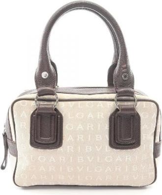 Bulgari Pre-owned Sac Manches Logo Mania Toile Cuir - Femme - Pre-owned - Beige - Taille: ONE Size