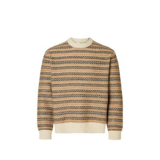 Selected Pull droit en laine m&eacute;lang&eacute;e