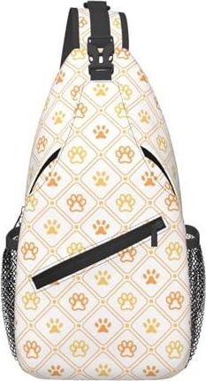 Generic Empreinte De Patte De Chat, Ligne Et Point Jaunes Sac Poitrine L&eacute;ger Sacoche Epaule Antivol Sac Banane Pour Homme Femme Quotidien