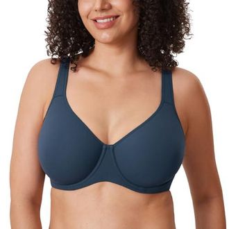 Delimira Femme Soutien Gorge Grande Taille avec Armature Couverture Compl&egrave;te sans Rembourr&eacute; Invisible Sargasse 115E