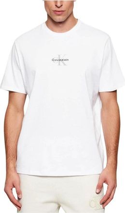 Calvin Klein Jeans Homme, Tops, Blanc, Taille: XL T-shirt &agrave; manches courtes et col rond en coton