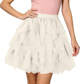 Generic Jupe Tulle Femme Tutu Jupe Jupes Femme Mini Festive &Eacute;t&eacute; - en Tulle &Eacute;tag&eacute;e A-Line Fluide pour Cosplay, Festivals Ou Journ&eacute;es Chaudes Ensoleill&eacute;es