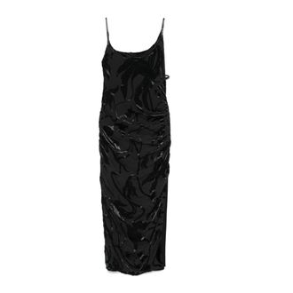 MUGLER Velvet Buckle Midi Dress - - Dresses - Damen - Schwarzk - S