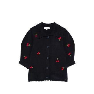 Stine Goya Embroidered-cherries Collared Cardigan