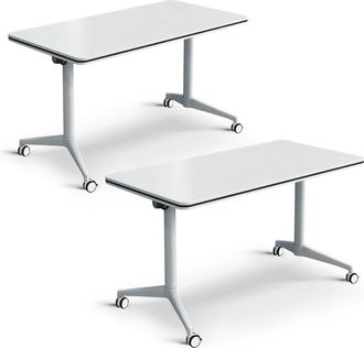 Generic Mobiler Klapptisch, moderner Klappkonferenztisch mit ger&auml;uschlosen Schwenkrollen, rechteckiger mobiler Schreibtisch f&uuml;r B&uuml;robesprechungen und Schulung