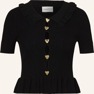 Claudie Pierlot Claudie Pierlot Strickshirt Mit R&uuml;schen Und Cut-Outs schwarz
