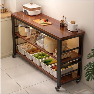 Generic K&uuml;cheninsel, Aufbewahrungsschrank mit offenen Regalen, Buffetschr&auml;nke, Sideboard, Inseltisch auf Rollen for die Zubereitung von Mahlzeiten, Esszimmer 