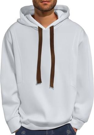 Generic Sweat &agrave; capuche l&eacute;ger uni pour homme - En coton - Coupe ample - D&eacute;contract&eacute; - Manches longues - Avec v&ecirc;tements pour entra&icirc;nement int&eacute;rieur et ext&eacute;rieu