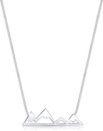 Elli Halskette Silber 925 Berge Alpen Cut-Out Anhänger Kette Damen Schmuck Geschenke für Frauen Mädchen Mama Freundin, Abenteurer Silberkette Länge 45 cm