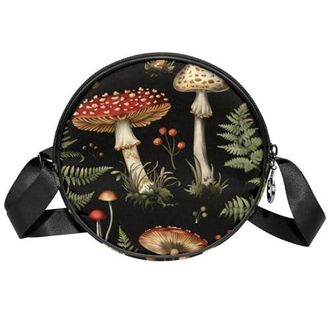 Generic Sac &agrave; bandouli&egrave;re rond rond pour femme, petit sac &agrave; bandouli&egrave;re champignon avec fermeture &eacute;clair, bretelles r&eacute;glables, d&eacute;contract&eacute; pour femmes et fill