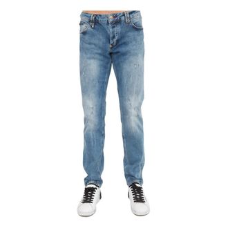 Philipp Plein Straight Supreme Skull Blu Slim-fit Jeans - - Jeans - Herren - Blau - W38