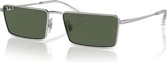 Ray-Ban Emy Bio-based Sonnenbrillen Silber Fassung Grün Glas Polarisiert 59-17