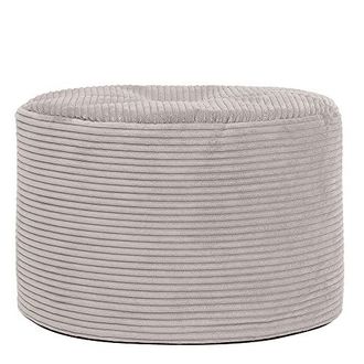 Icon Brand Milano Hocker, Grau, Flauschiger Cord Stoff, Sitzsack Cord, Sitzpuff Hocker mit Füllung, Fußhocker für das Wohnzimmer, Deko Wohnzimmer
