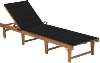 vidaXL Vidaxl - Chaise longue pliable avec coussin Bois dacacia solide