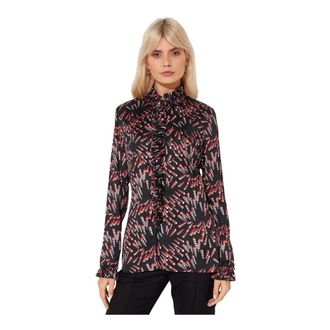Paco Rabanne Schwarz gemusterte Bluse mit rotem Motiv - - Blouses & Shirts - Damen - Mehrfarbig - S
