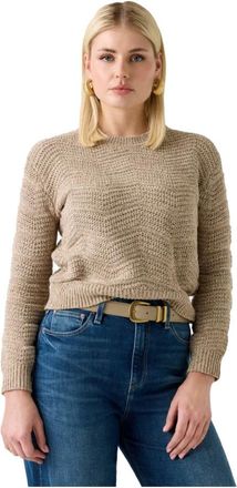 Guess Femme, Pulls, Beige, Taille: 46 FR Pull ML ajour&eacute; - Guess jeans