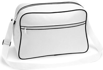 noTrash2003 Retro Shoulder Bag im Design der Siebziger, Schultertasche Sporttasche aus Polyester mit Paspelierung inkl. gratis Schlüsselanhänger