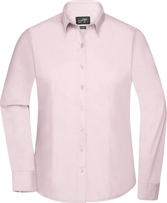 James & Nicholson Damenbluse Poplin Langarm - Taillierte Bluse in pflegeleichtem Materialmix | Farbe: light-pink | Grösse: 3XL