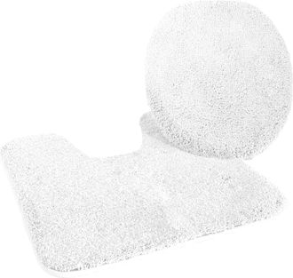 Kinzler J-10052/00 Mikrofaser Bademattenset 2-teilig, WC-Deckelbezug 47 x 50 cm, und Vorleger mit Ausschnitt 50 x 55 cm, weiß