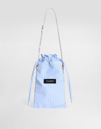 Dolce & Gabbana Essenza Bag In Striped Poplin - Frau Schulter- Und Umh&auml;ngetaschen Azurblau Onesize