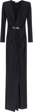 Elisabetta Franchi Femme, Robes, Noir, Taille: 38 FR Draped V-neck Gown