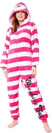 Disney Combinaison Pyjama Femme Stitch Minnie Bourriquet, Grenouillère Femme en Polaire, Onesie Adulte Ado Couple S-XXL (Rose Chat du Cheshire, XL)