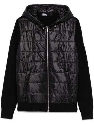 Karl Lagerfeld veste zippée en maille à capuche - Noir