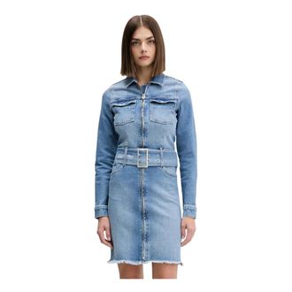Karl Lagerfeld Robe Courte Ceintur&eacute;e en Denim - Femme - Robes - Bleu - Taille: 36 FR