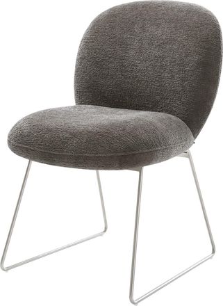 DELIFE Polsterstuhl Nube-Flex Kufengestell Edelstahl Boucl&eacute; Soft Schlamm Taschenfederkern