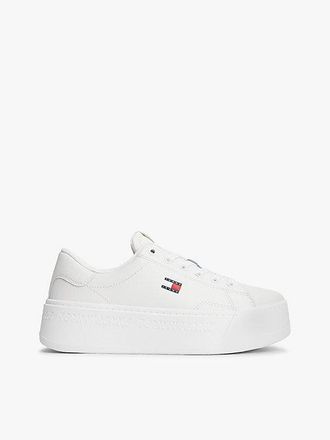 Tommy Hilfiger Baskets compens&eacute;es en cuir &agrave; semelle cuvette