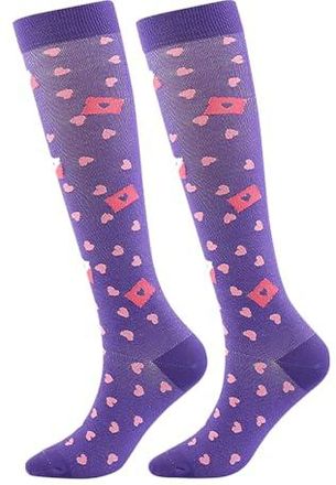 Generic Chaussettes de compression pour femme - Pour la Saint-Valentin - Imprim&eacute; - Pour le sport, lilas, S