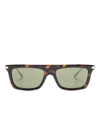 Gucci lunettes de vue rectangulaires à logo gravé - Marron