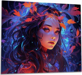 Wallario Herdabdeckplatte/Spritzschutz aus Glas, 1-teilig, 60x52cm mit 8mm hohen Füßen, für Ceran- und Induktionsherde, Magische Herbstgöttin