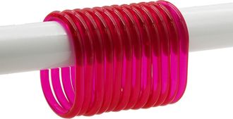 Evideco 2201150 Shower Curtain Rings Plastic Hooks Solid and Clear Color Set of 12 (Clear Pink)