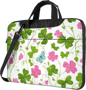 Generic Clover Sacoche pour ordinateur portable de 15,6, housse de protection antichoc pour ordinateur portable de 15,6, motif feuilles vertes, pour homme et 