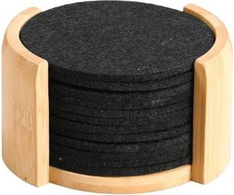 KESPER | Untersetzer, 12er Set, Material: Bambus, Textil, Maße: ø 10 cm/Stärke: ca. 0,4 cm, Farbe: Braun, Schwarz | 58747