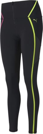 Puma Damen Train Bonded Zip High Rise Full Tight Leggings, Black-Luminous Pink-Fizzy Yellow, M