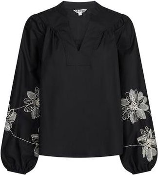 Object Blouse Objmerle fleurs brod&eacute;es en coton
