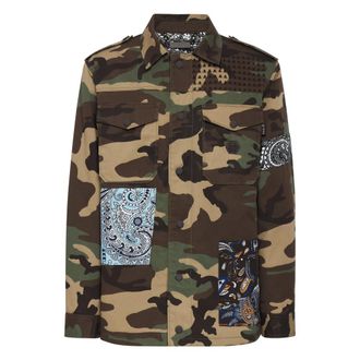 Philipp Plein Homme, Vestes, Multicolore, Taille: XS Denim Jacket Paisley Foulard