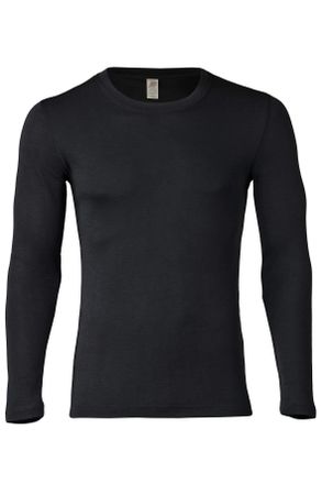 Engel Natur, Herren Shirt Langarm, Wolle & Seide (46/48, Schwarz)