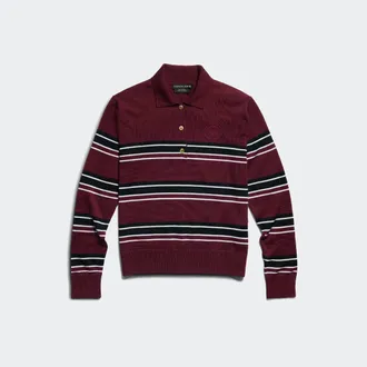 Canada Goose Gestreiftes Melrose Langarm-Poloshirt aus Strick (Weiblich, Vermillion/Black, L)