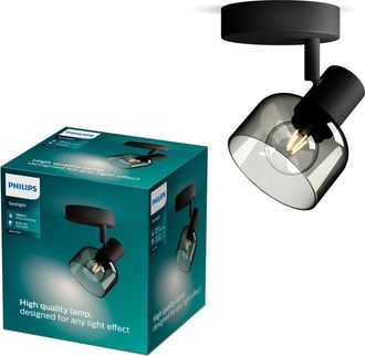 Philips Sleet LED 1er Spotleuchte, E14 Lampe nicht enthalten, Schwarz, IP20
