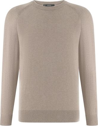Boggi Milano Homme, Pulls, Beige, Taille: M Pull ras du cou en coton, soie et cachemire