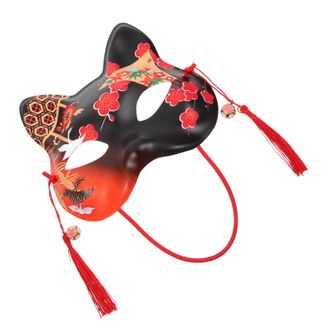 Hemobllo Handbemalte Halbgesichts Katzenmaske aus Stilvolle Tiermaske für Halloween Cosplay Maskerade und Faschingsparty Bequemer und Langlebiger Bühnenrequisi