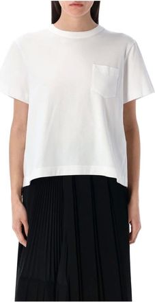 sacai Femme, Tops, Blanc, Taille: 42 FR T-shirt Blanc avec Panneau &agrave; Volants