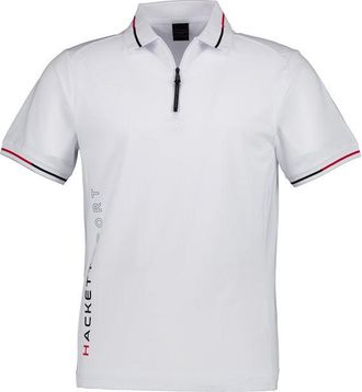 Hackett Herren Zip-Polo weiß Baumwoll-Piqué