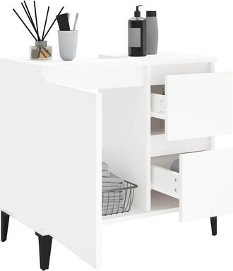 Generic Badezimmerschrank mit viel Stauraum - 65x33x60 cm, Badschrank, Schrank f&uuml;r Badezimmer, Waschbeckenunterschrank, Badezimmer Schrank Metallf&uuml;&szlig;e, Holzwer