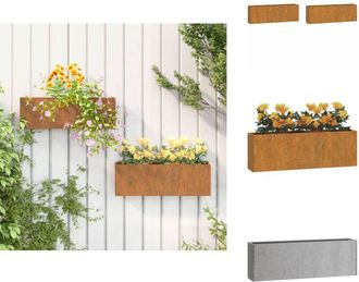 vidaXL Jardini&egrave;res murales 2 pcs Rouill&eacute; Acier corten 53x10x17 cm - Jardiniere Murale - Jardinerie - Pot De Fleurs Ext&eacute;rieur - Acier Corten - Decoration